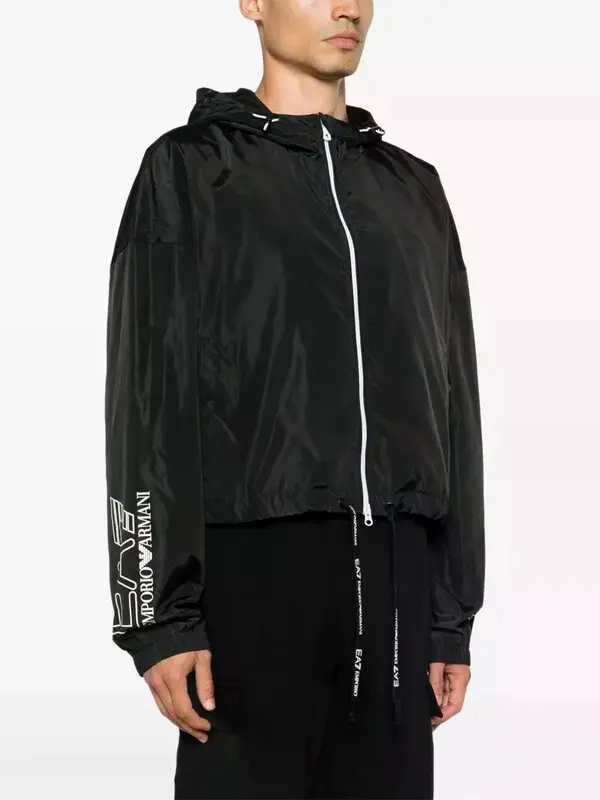 EA7 Logo Print Zip Up Jacket