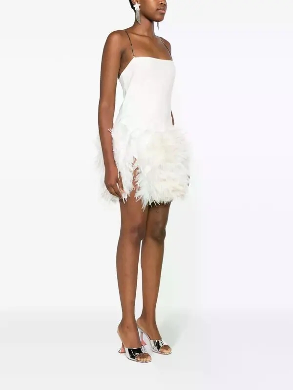 Attico Fujiko Feather-trimmed Minidress - White
