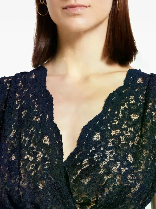 Talbot Runhof V-neck Gown With Lace Panelling And Tied Waist