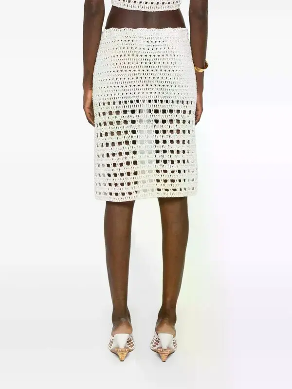 A.M.G. Open-knit Mini Skirt - White