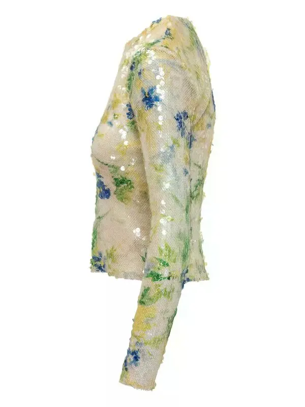 MSGM Sequin Embellished Floral Blouse