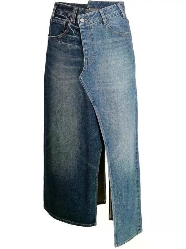 JNBY Asymmetric Panel Denim Maxi Skirt