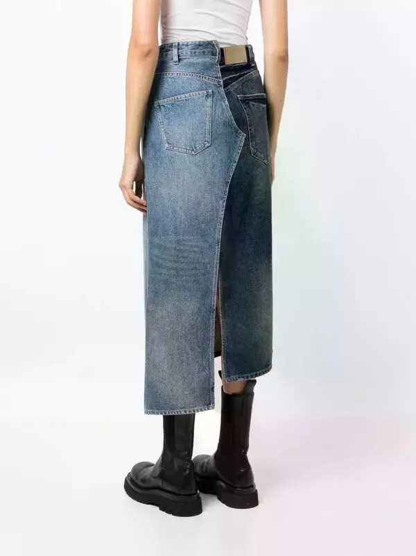 JNBY Asymmetric Panel Denim Maxi Skirt