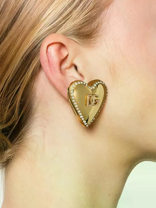 Dolce & Gabbana Heart Motif Crystal Embellished Clip-on Earrings