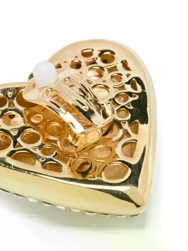 Dolce & Gabbana Heart Motif Crystal Embellished Clip-on Earrings