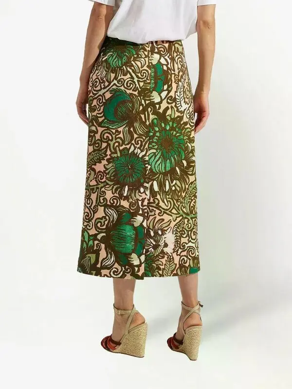 La DoubleJ Floral Print Stretch-cotton Pencil Skirt - Green