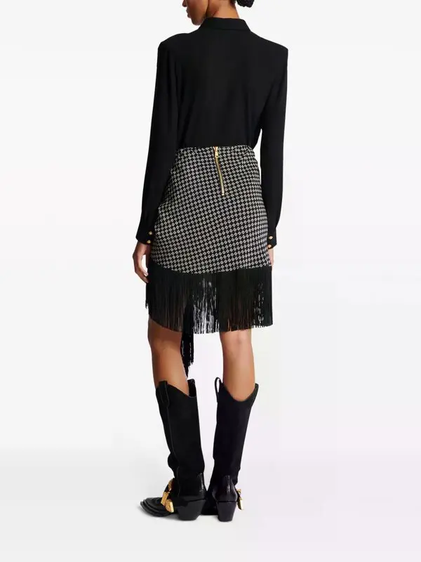 Balmain Fringed Paisley-print Silk Mini Skirt