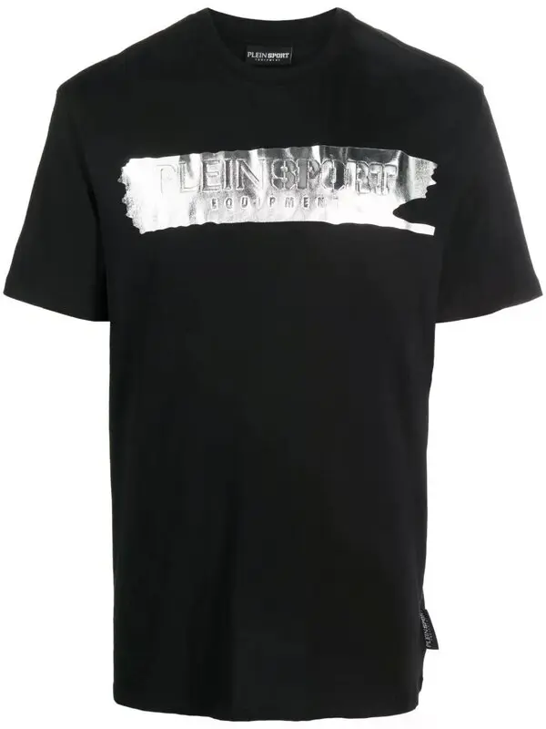 PLEIN SPORT Ss Silver Brush Cotton T-shirt - Black