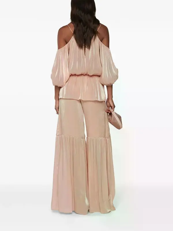GENNY Floral Appliqué Cold Shoulder Blouse
