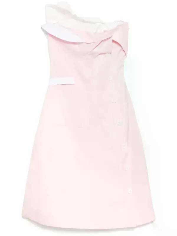 Miu Miu Layered Detail Poplin Dress - Pink