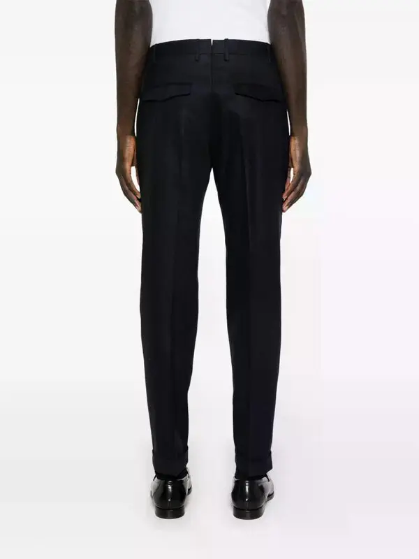 PT TORINO Mid-rise Tapered Trousers In Navy Virgin Wool Blend - Blue