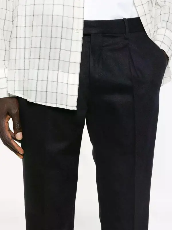 PT TORINO Mid-rise Tapered Trousers In Navy Virgin Wool Blend - Blue