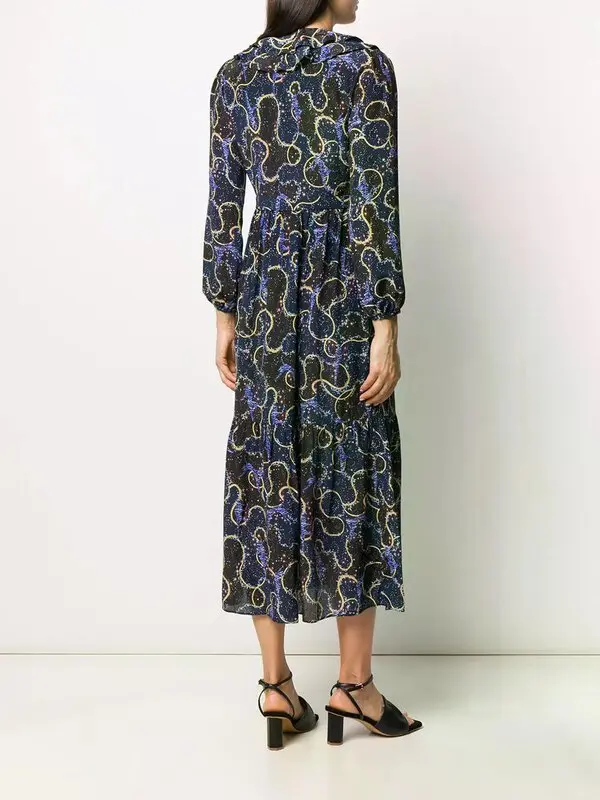 Saloni Printed Silk Flared Dress
