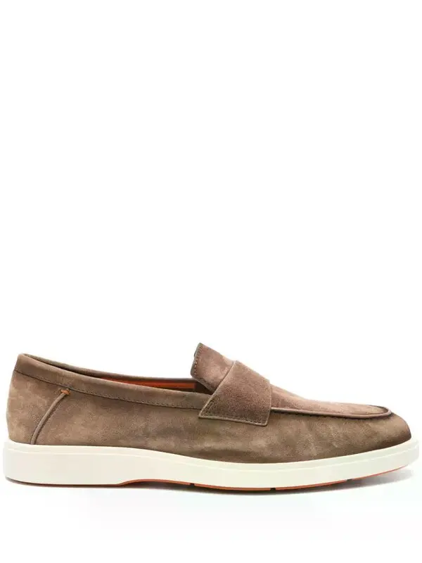 Santoni Suede Loafers - Brown