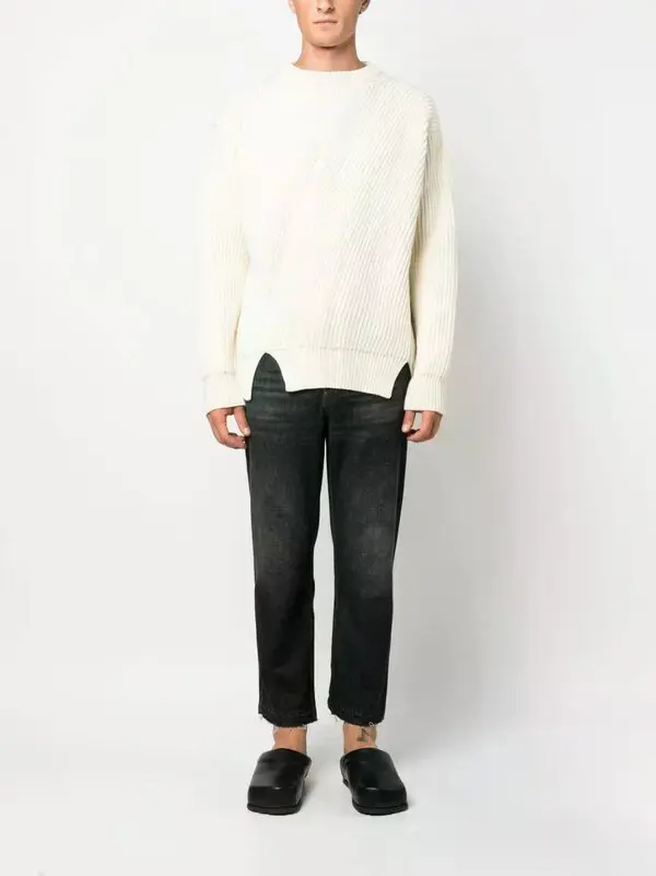 JIL SANDER Cream Wool Waffle Knit Jumper