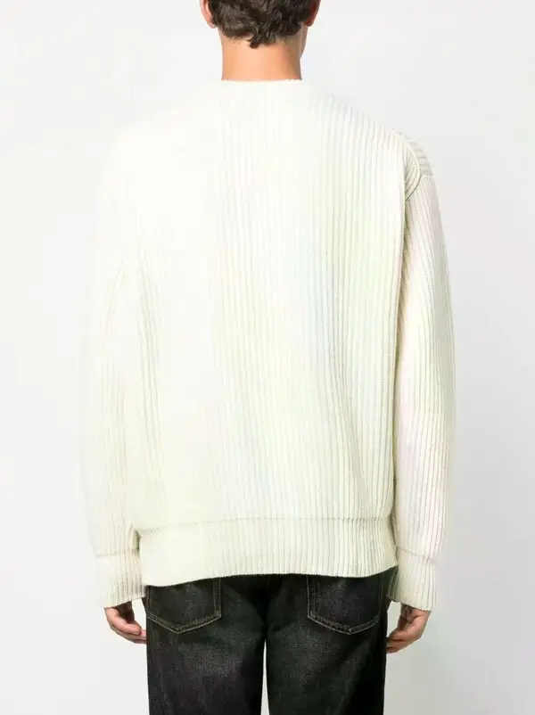 JIL SANDER Cream Wool Waffle Knit Jumper