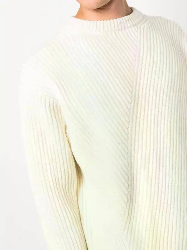 JIL SANDER Cream Wool Waffle Knit Jumper