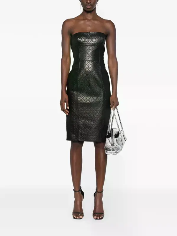 MARINE SERRE Monogram-embossed Leather Mini Dress