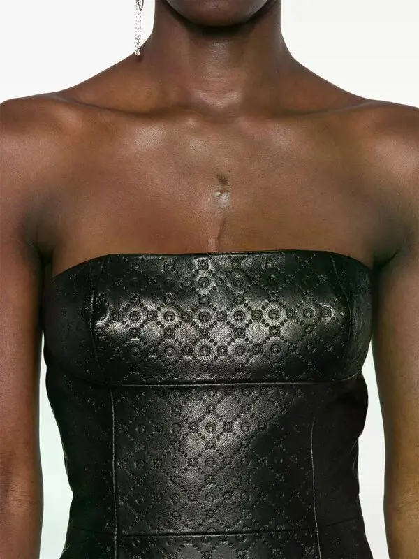 MARINE SERRE Monogram-embossed Leather Mini Dress