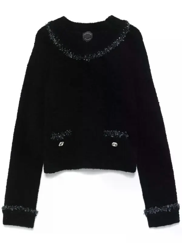 Huishan Zhang Bethany Bouclé Sweater With Crystal Embellishments - Black