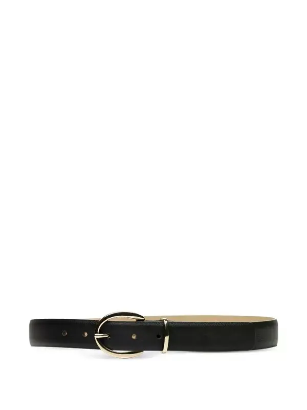 POCHE PARIS Leather Belt With Ardillon Buckle - Black