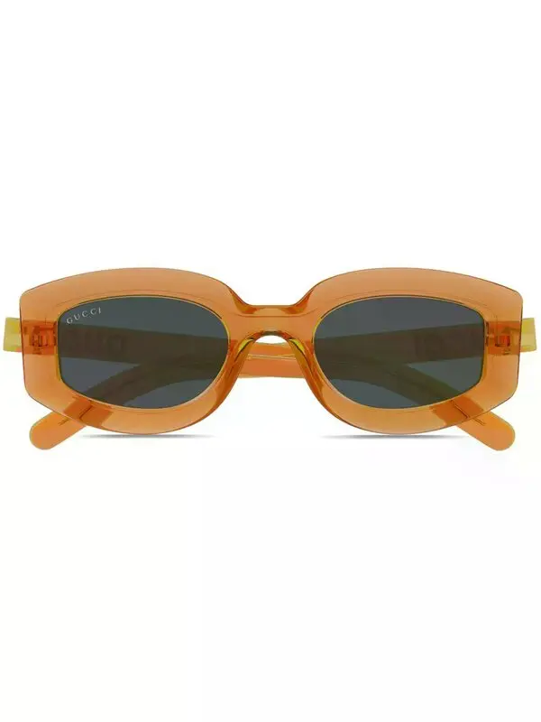 Gucci Amber Acetate Logo Print Square Frame Sunglasses - Orange