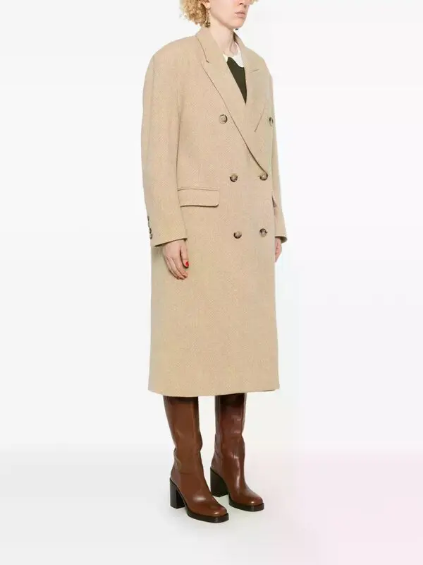 MARANT ETOILE Lexana Recycled Wool Blend Double-breasted Coat - Neutrals