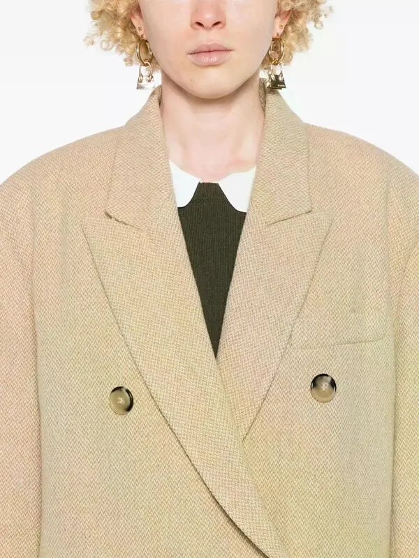 MARANT ETOILE Lexana Recycled Wool Blend Double-breasted Coat - Neutrals