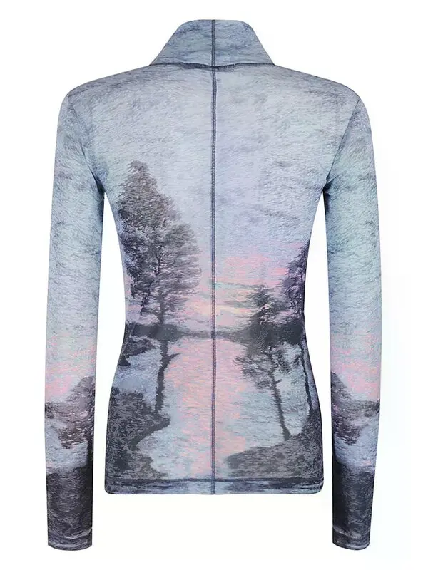 Maison Kitsuné Landscape-print High-neck Top