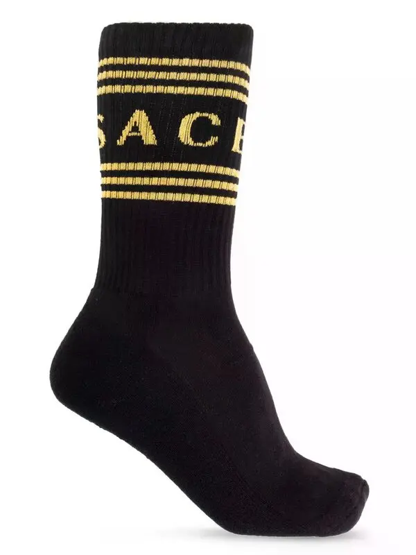 Versace 90s Logo Motif Crew Socks - Black