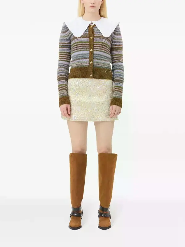 GANNI Metallic Cloqué Mini Skirt - Gold