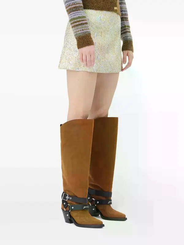 GANNI Metallic Cloqué Mini Skirt