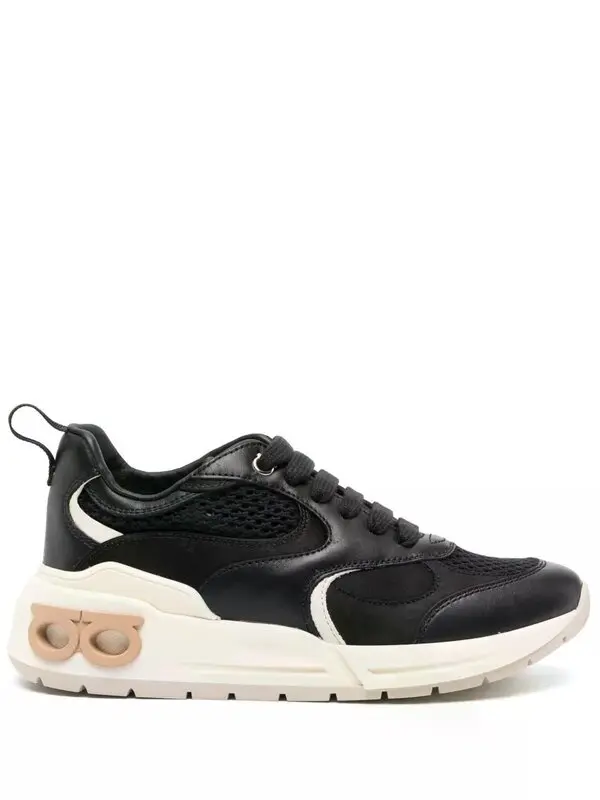 FERRAGAMO Panelled Leather And Mesh Sneakers