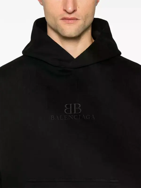 Balenciaga Logo-embroidered Cotton Hoodie