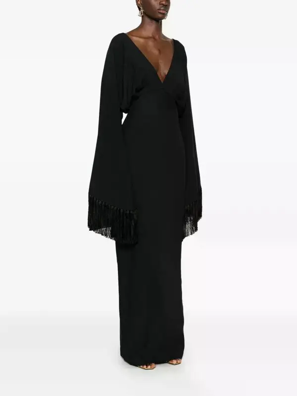 TALLER MARMO Maxi Gown With Fringe Detailing