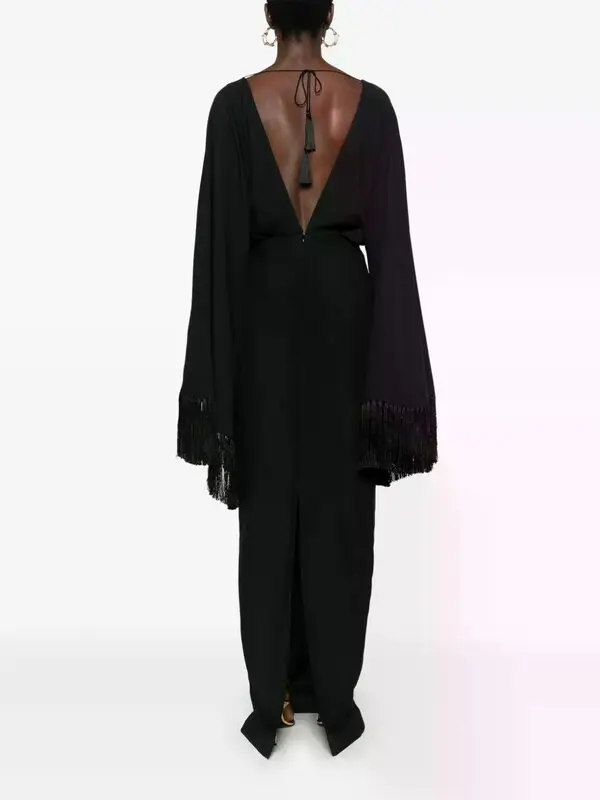 TALLER MARMO Maxi Gown With Fringe Detailing