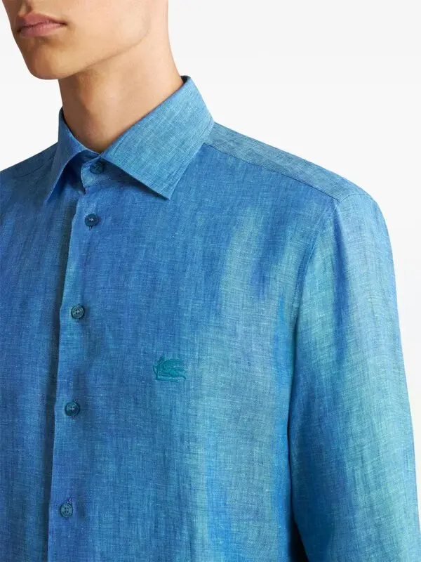 Etro Pegaso-embroidered Mélange-effect Shirt