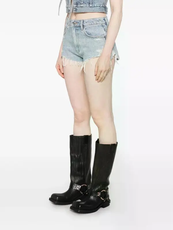Alexander Wang Rhinestoned Frayed Shorts