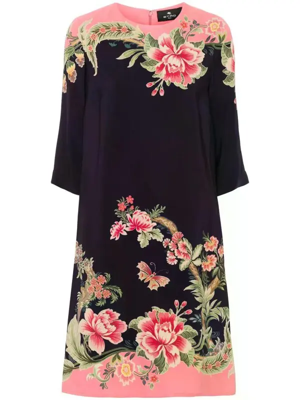 Etro Floral Print Silk Midi Dress