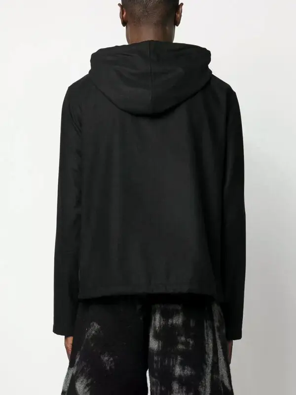 Y3 Logo-patch Flannel Hoodie