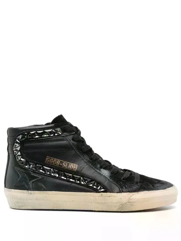 GOLDEN GOOSE Slide Crystal-embellished High-top Sneakers - Black