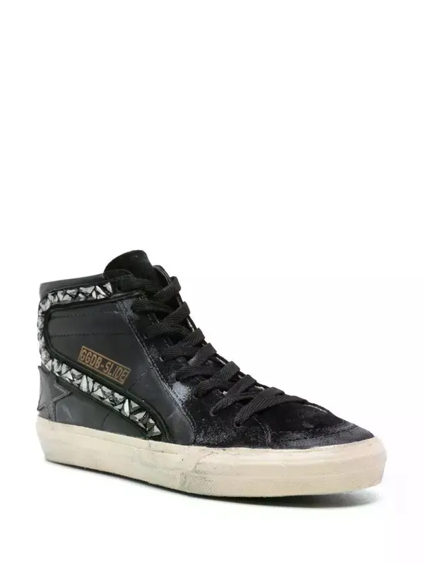 GOLDEN GOOSE Slide Crystal-embellished High-top Sneakers - Black