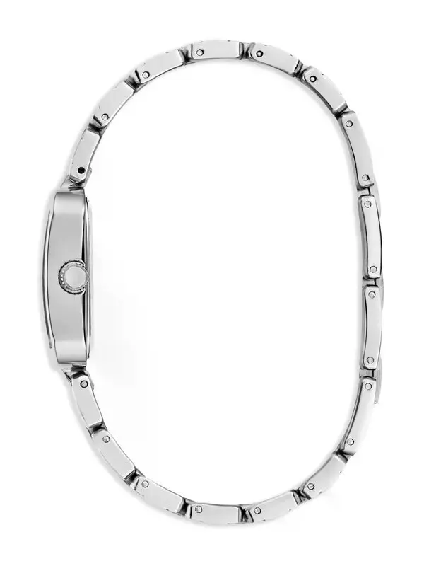Guess Rectangular Stainless Steel Watch With Crystal-embellished Bezel - Silver