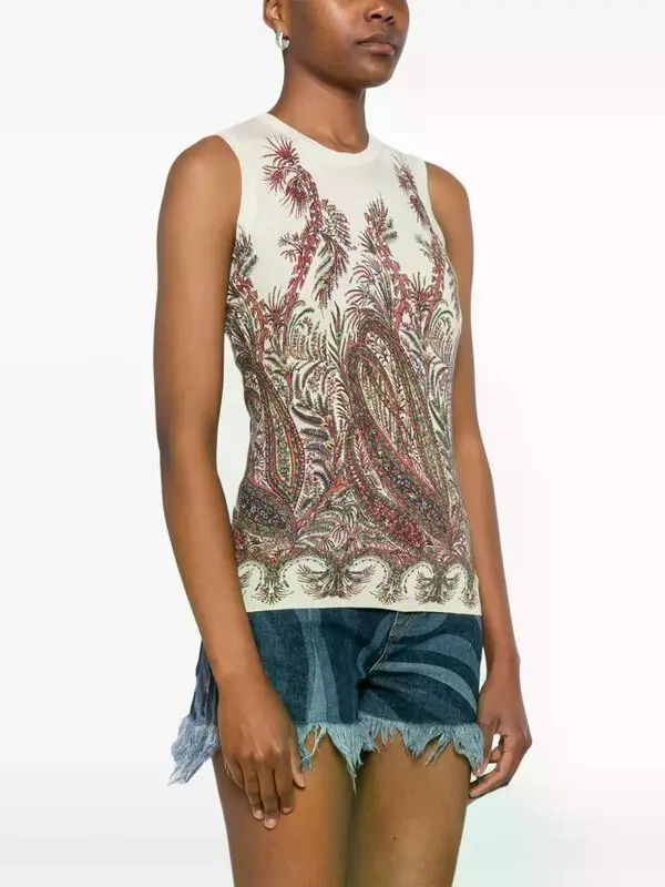 Etro Paisley-print Sleeveless Crewneck Top
