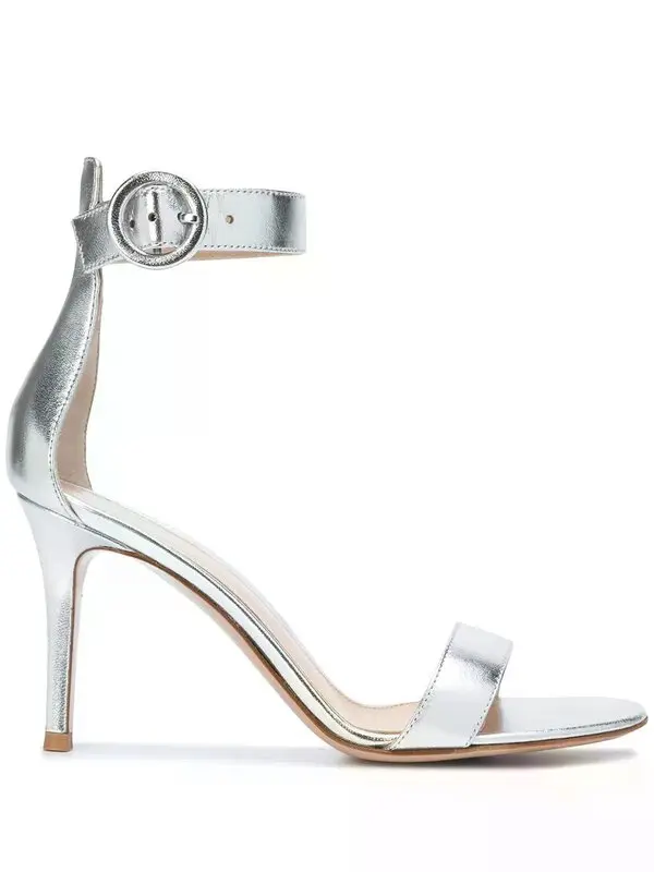 GIANVITO ROSSI Portofino 85mm Leather Sandals - Silver