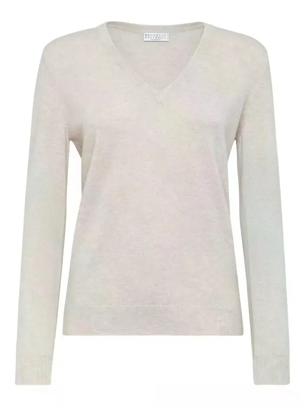 Brunello Cucinelli V-neck Cashmere Jumper - Neutrals