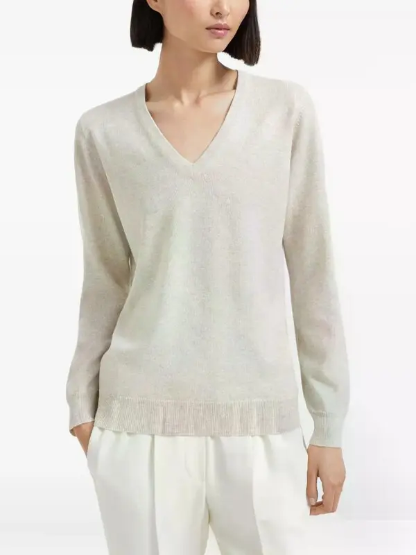Brunello Cucinelli V-neck Cashmere Jumper - Neutrals
