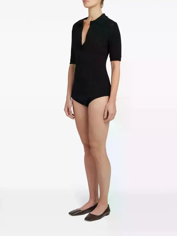 Cashmere In Love Crochet Knit Bodysuit - Black