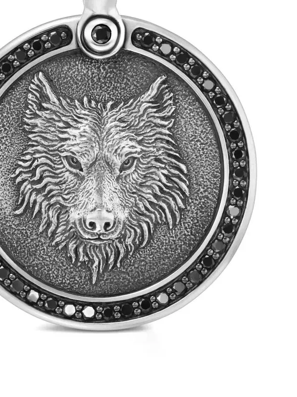 David Yurman Sterling Wolf Diamond Amulet