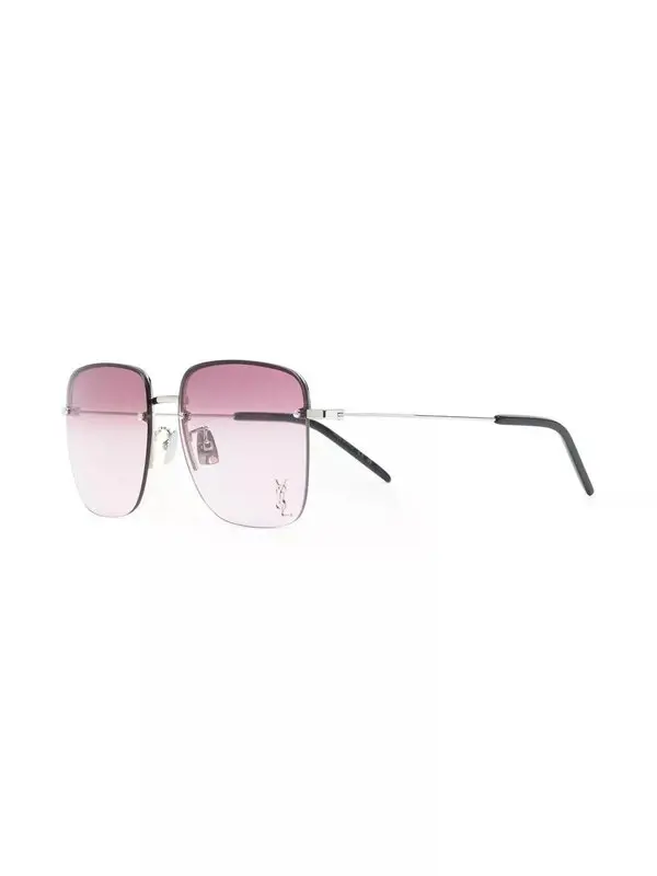 Saint Laurent Square Frame Sunglasses - Silver